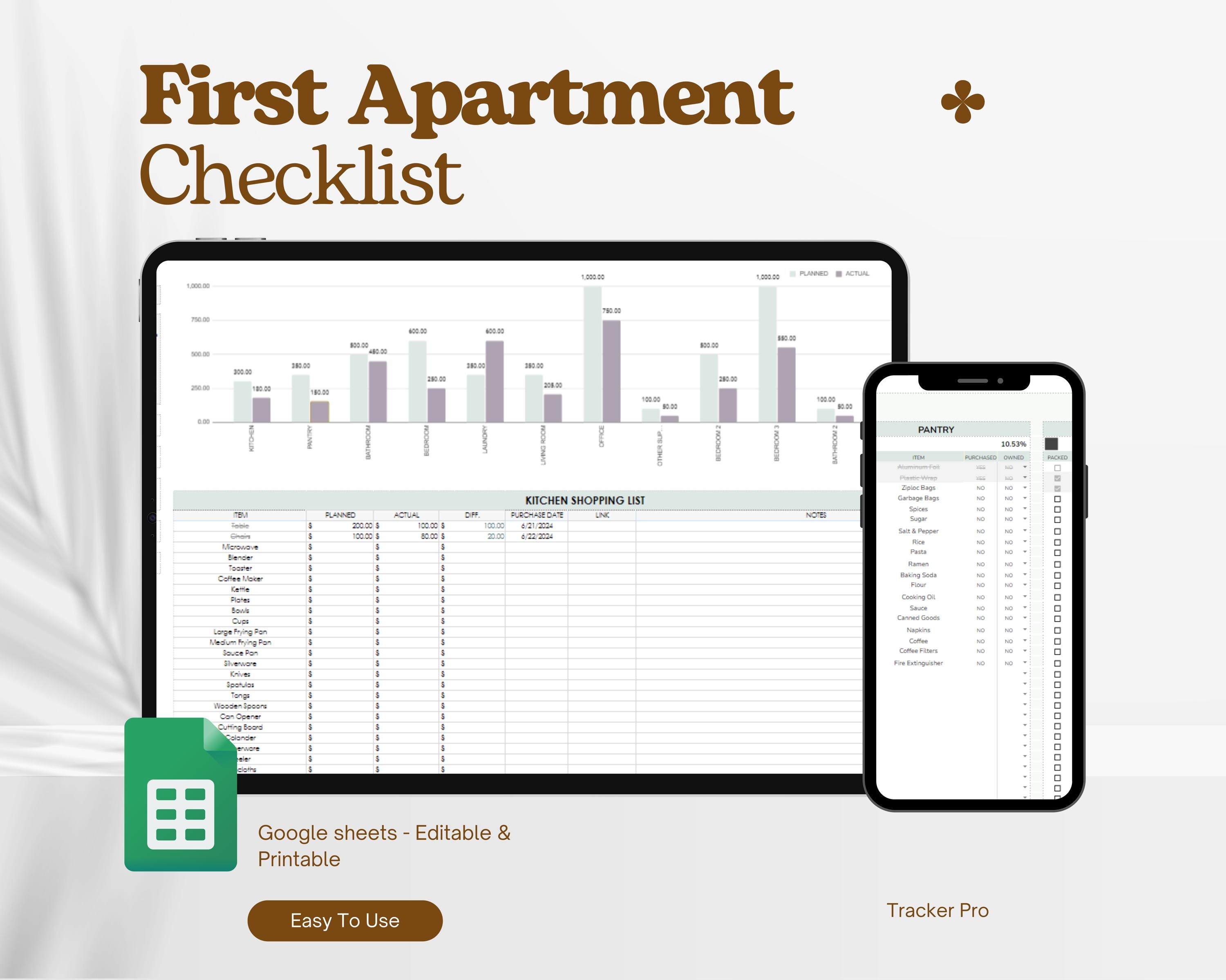 First Apartment Checklist Template Excel Spreadsheet, Our First ...