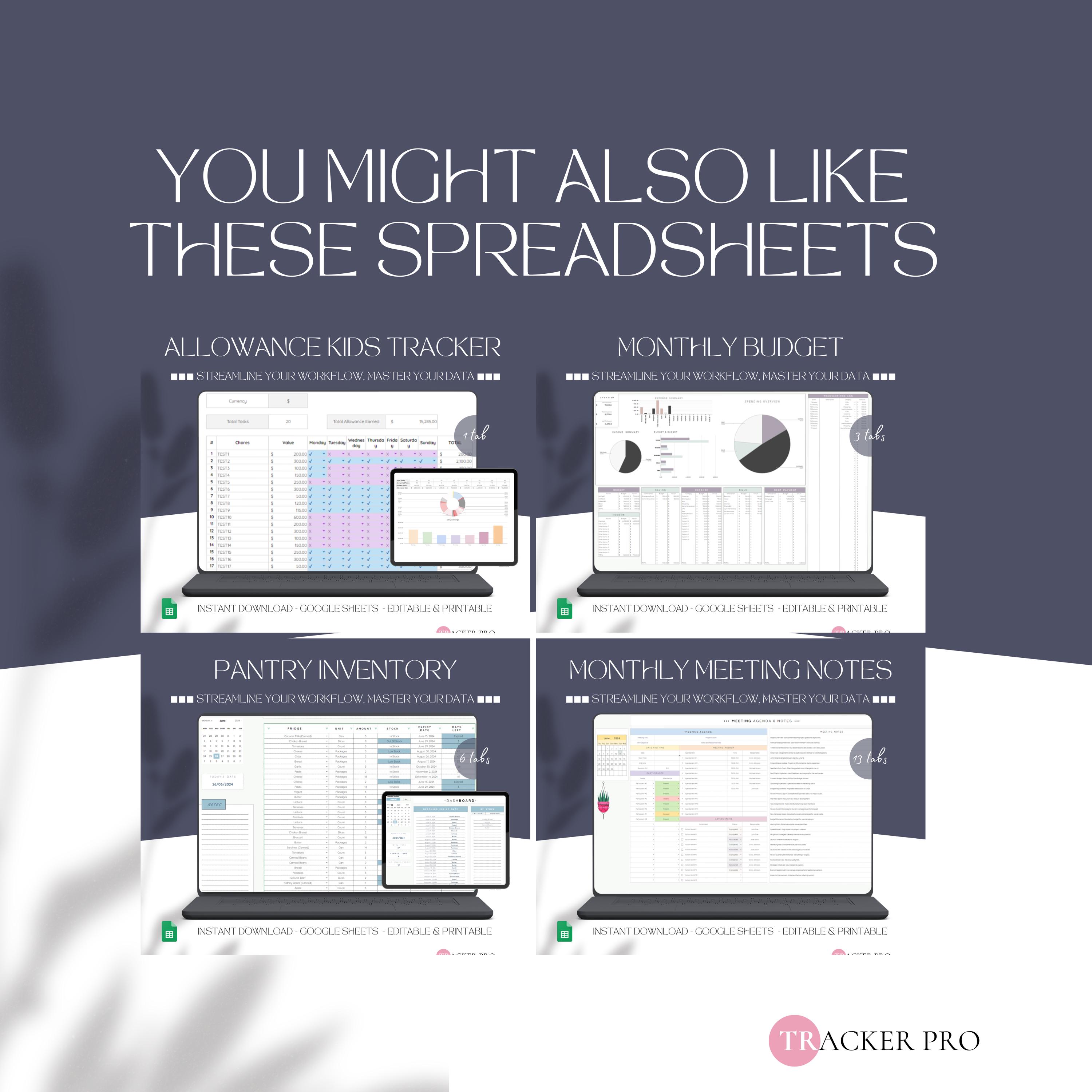Pantry Inventory Tracker Spreadsheet Google Sheets Excel Food Inventory ...
