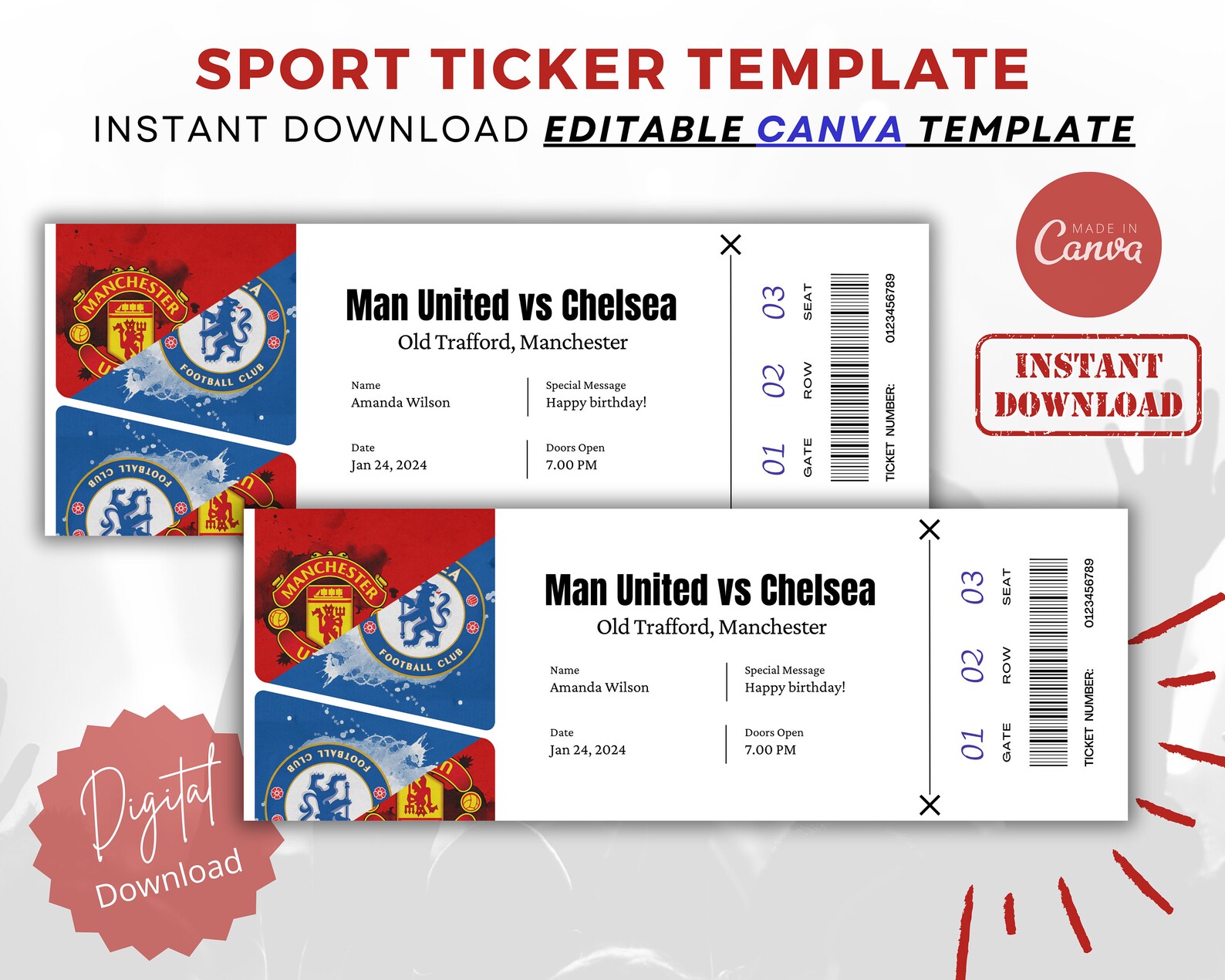 Editable Sports Ticket Template, DIY Sporting Ticket, Custom Sports Ticket Gift, Surprise ...