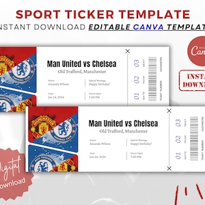 Editable Sports Ticket Template, DIY Sporting Ticket, Custom Sports ...