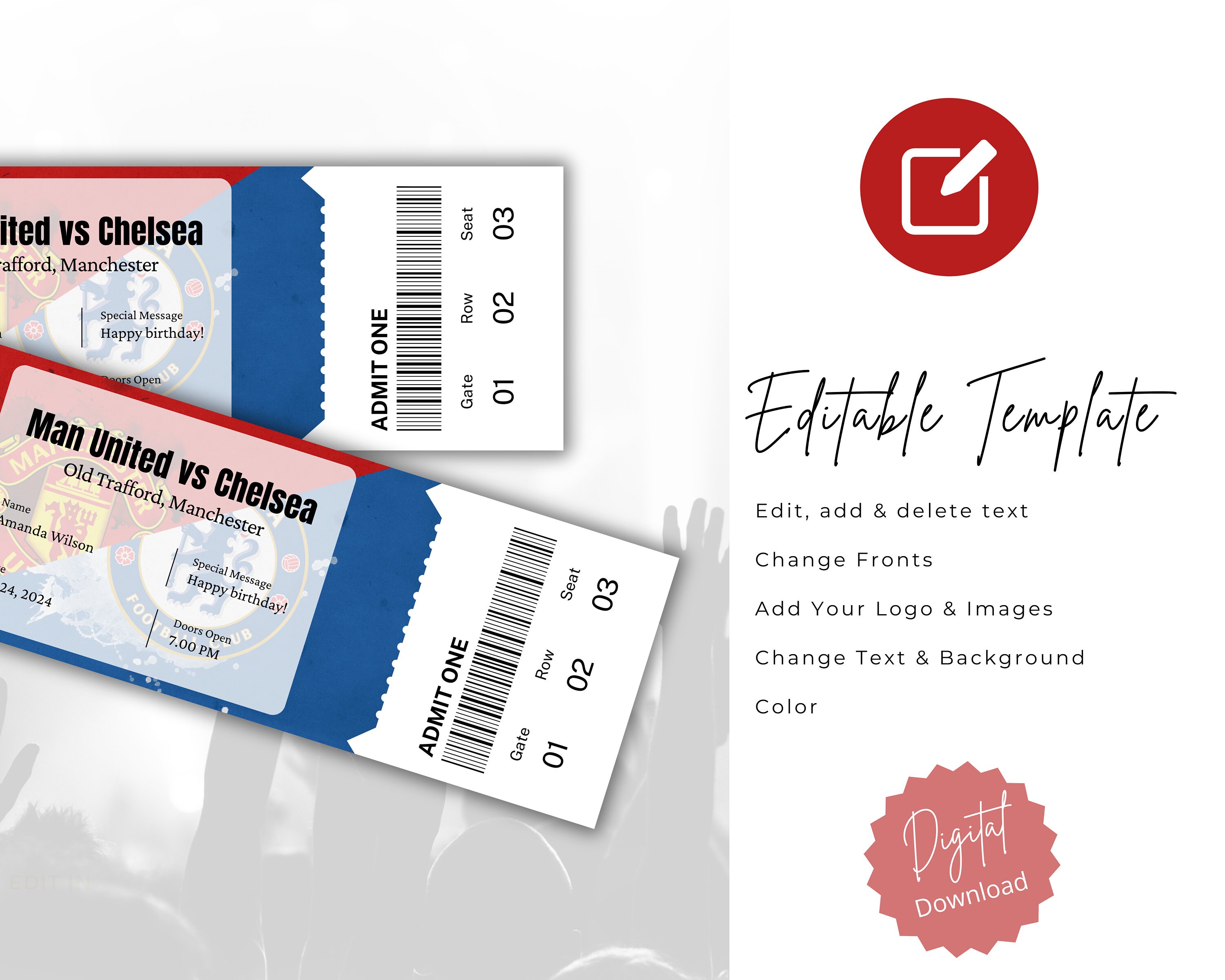 Editable Sports Ticket Template DIY Sporting Ticket Custom - Etsy Editable Sports Ticket Template DIY Sporting Ticket Custom - Etsy