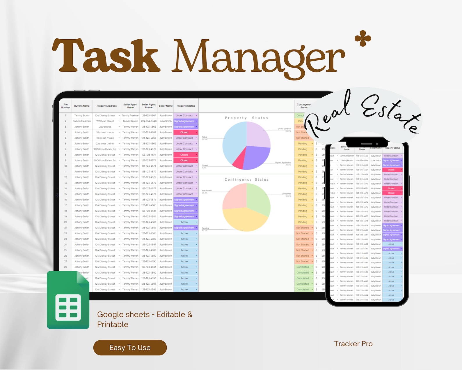 Real Estate Task Manager,real Estate Templates, Realtor Template, Task ...