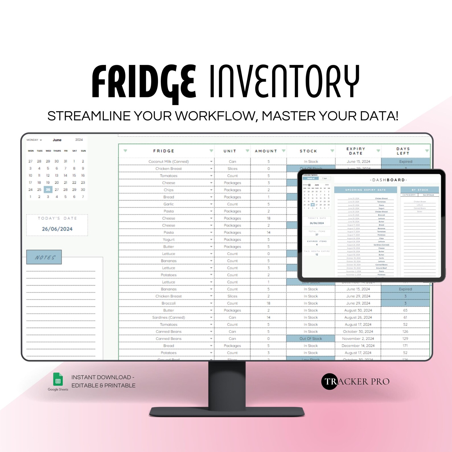 Refrigerator Food Tracker Excel Sheet Google,refrigerator Inventory ...