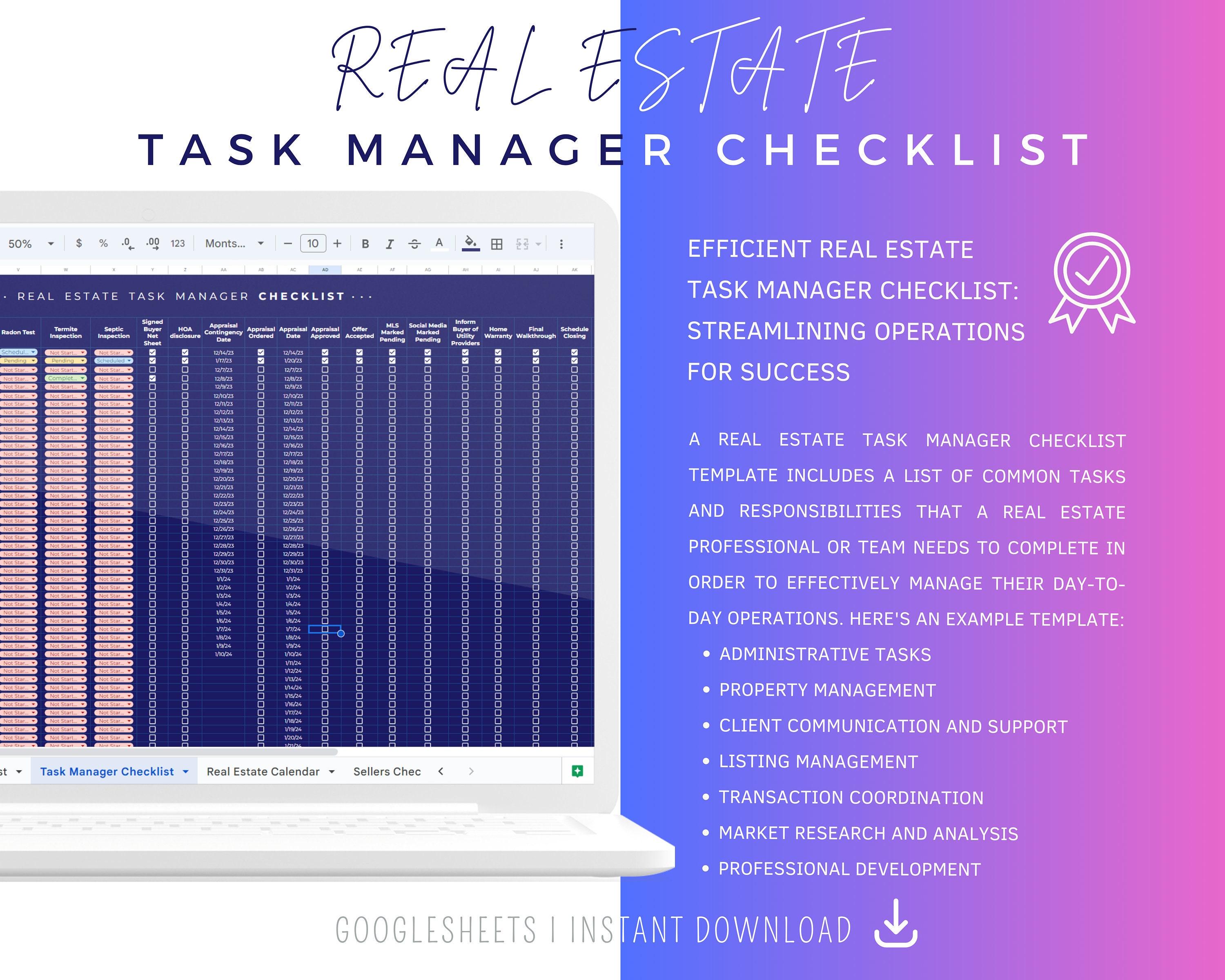 Real Estate Checklist, Real Estate Transaction Checklist, Real Estate ...