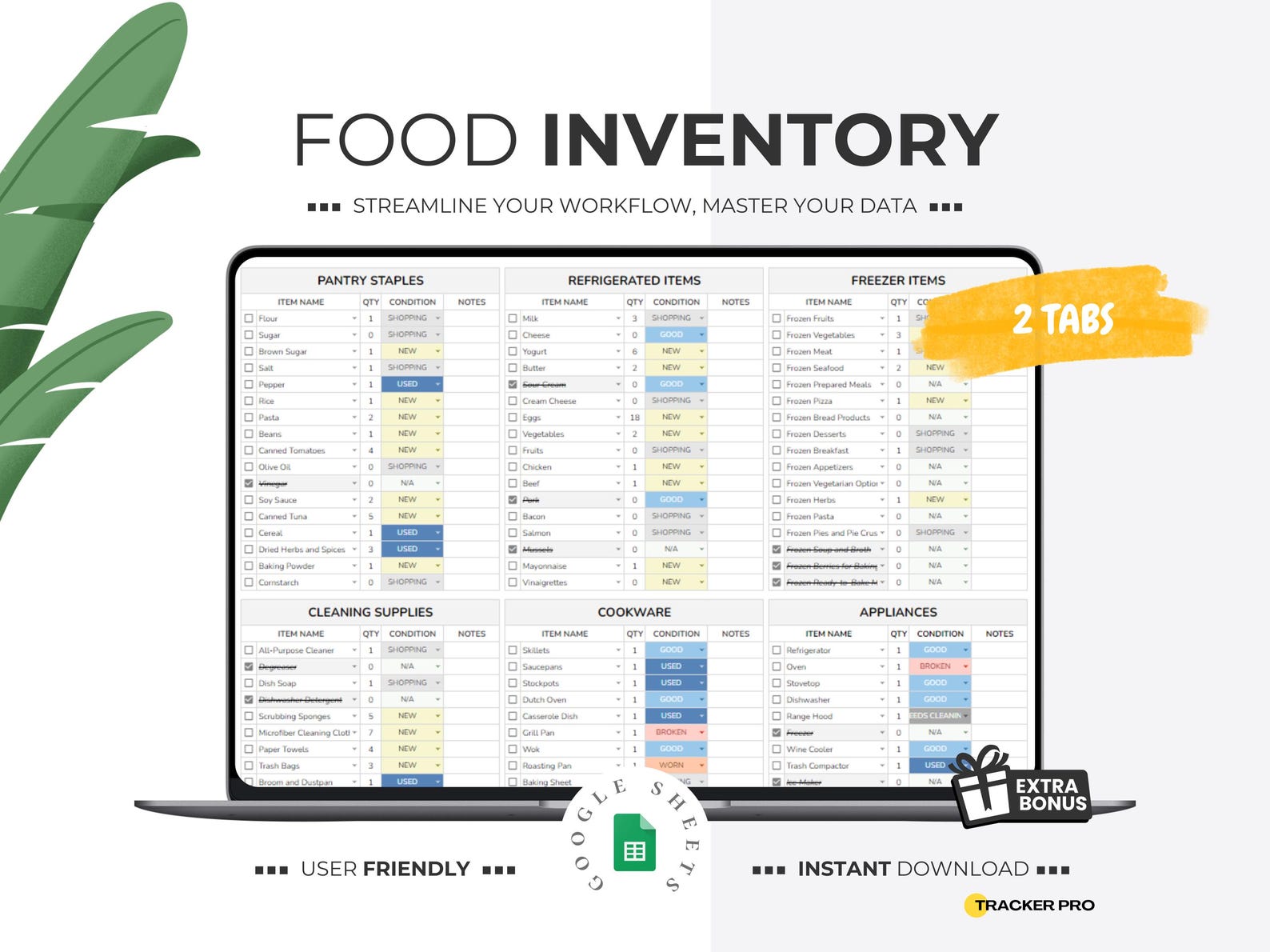 Freezer Inventory Template, Freezer Checklist, Freezer List, Food ...