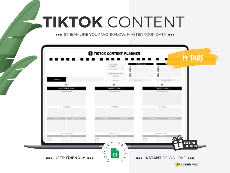 Tiktok Content Planner Template, Google Sheets Social Media Content ...