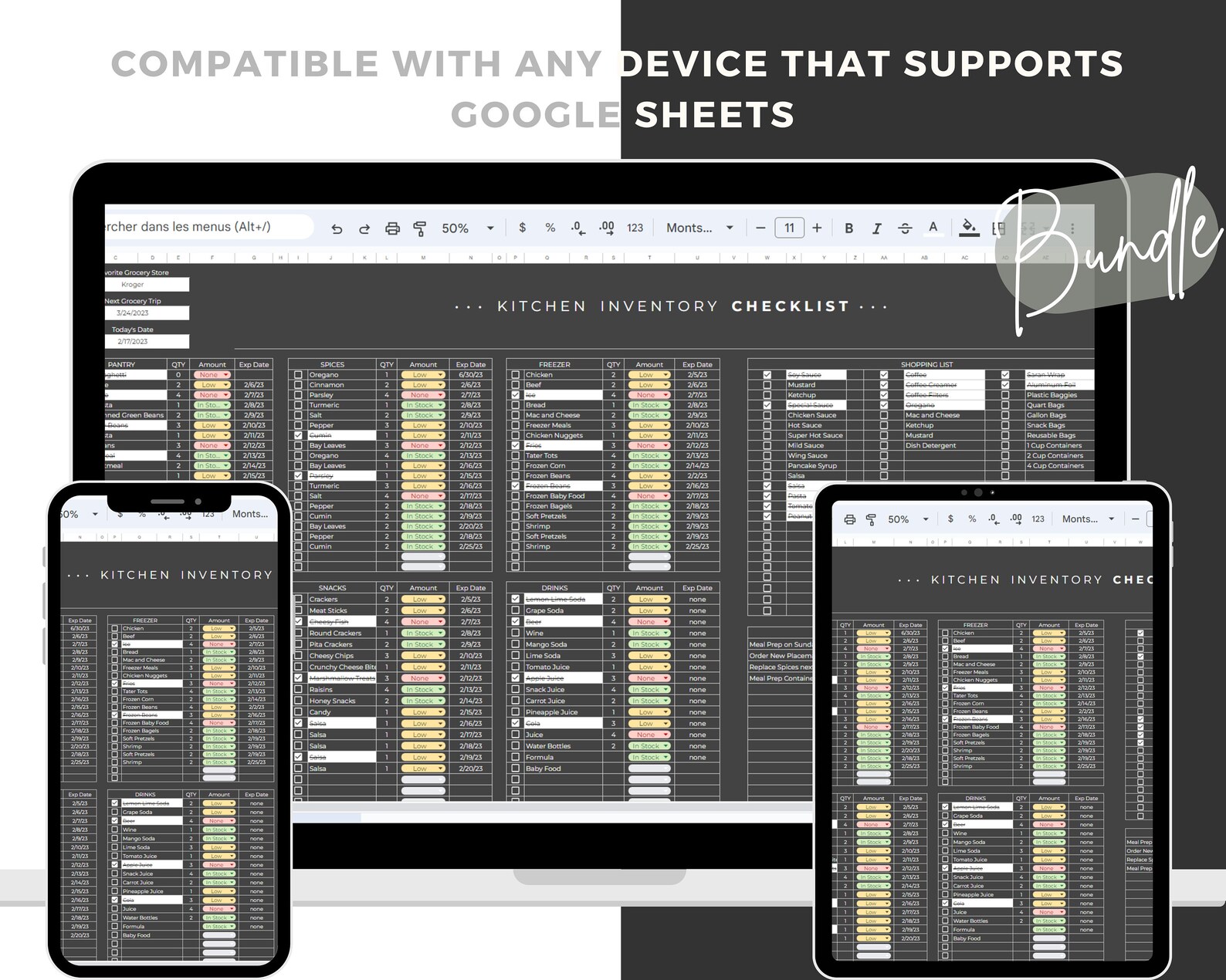 Food Inventory Ultimate Bundle, Food Tracker Spreadsheet Template List ...