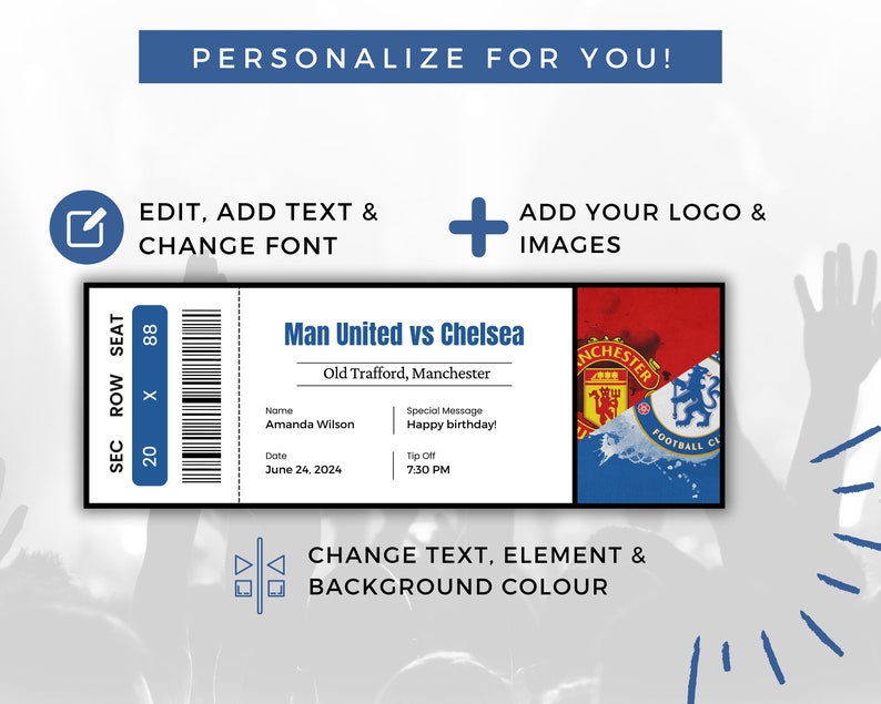 Editable Sports Ticket Template, DIY Sporting Ticket, Custom Sports ...