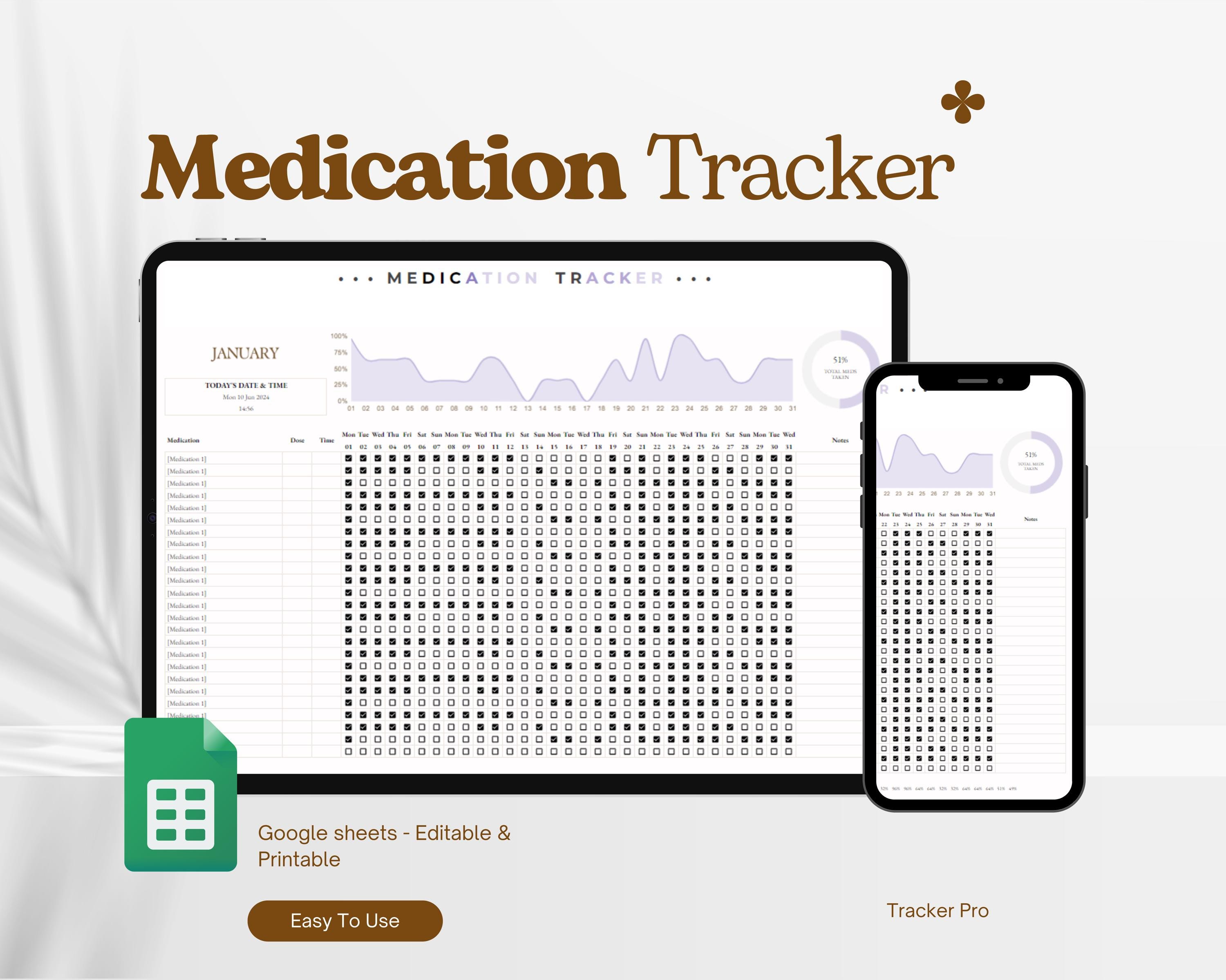 Medication Tracker, Spreadsheet for Medications, Pill Reminder ...