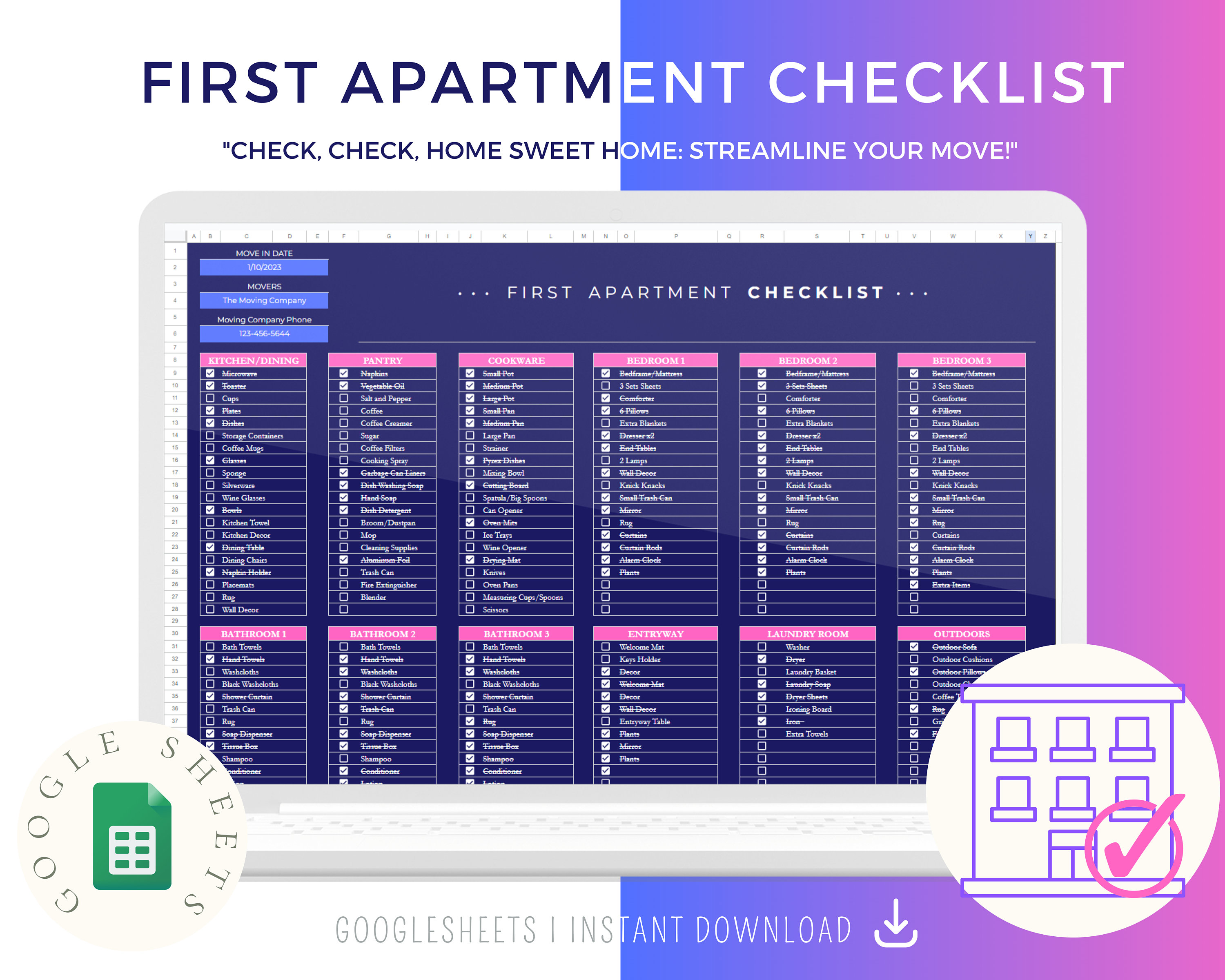 First Apartment Essentials Checklist, New Apartment Checklist, New ...