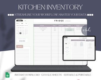 Kitchen Inventory Template, Pantry Inventory Spreadsheet List, Freezer ...