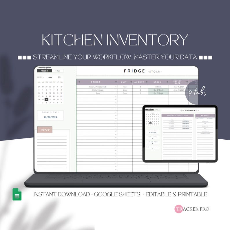 Kitchen Inventory Template, Pantry Inventory Spreadsheet List, Freezer ...