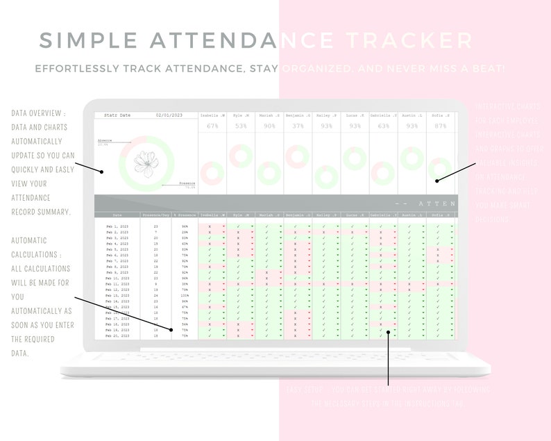 Employee Attendance Tracker, Leave Tracker, Punctuality Tracker, Excel ...