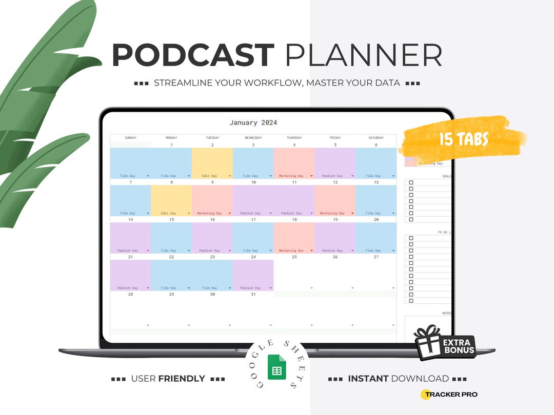 Podcast Planner Spreadsheet Template Google Sheets, Podcast Checklist ...