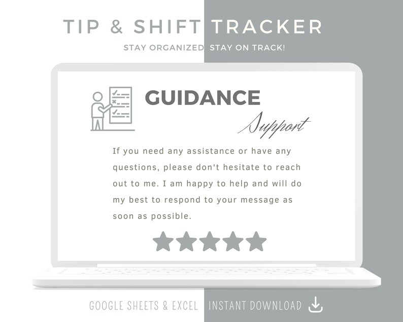 Tips Tracker Spreadsheet, Free Log, Financial Planner, Waiter, Waitress ...