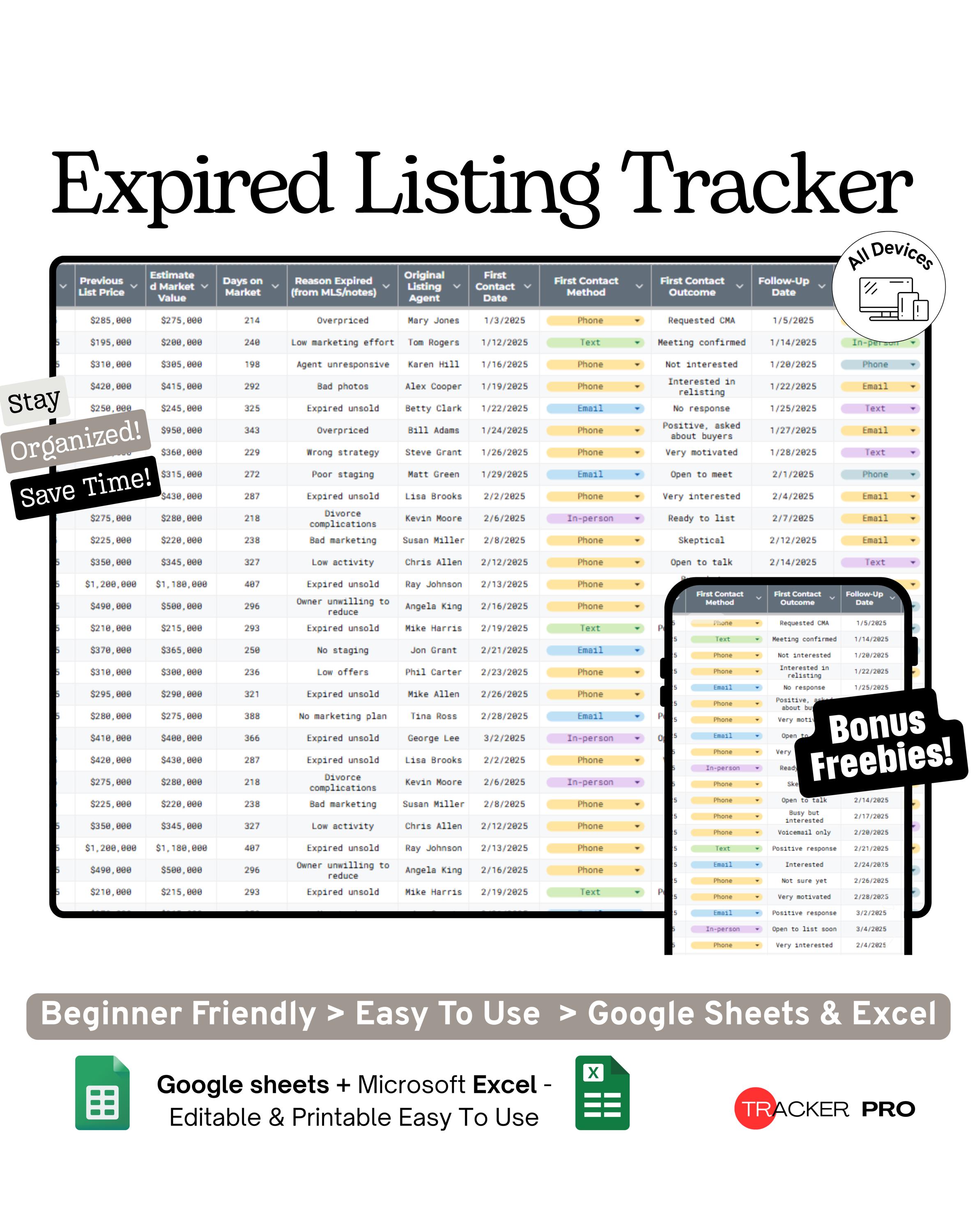 Expired Listing Tracker Google Sheets Template (real Estate Expired ...