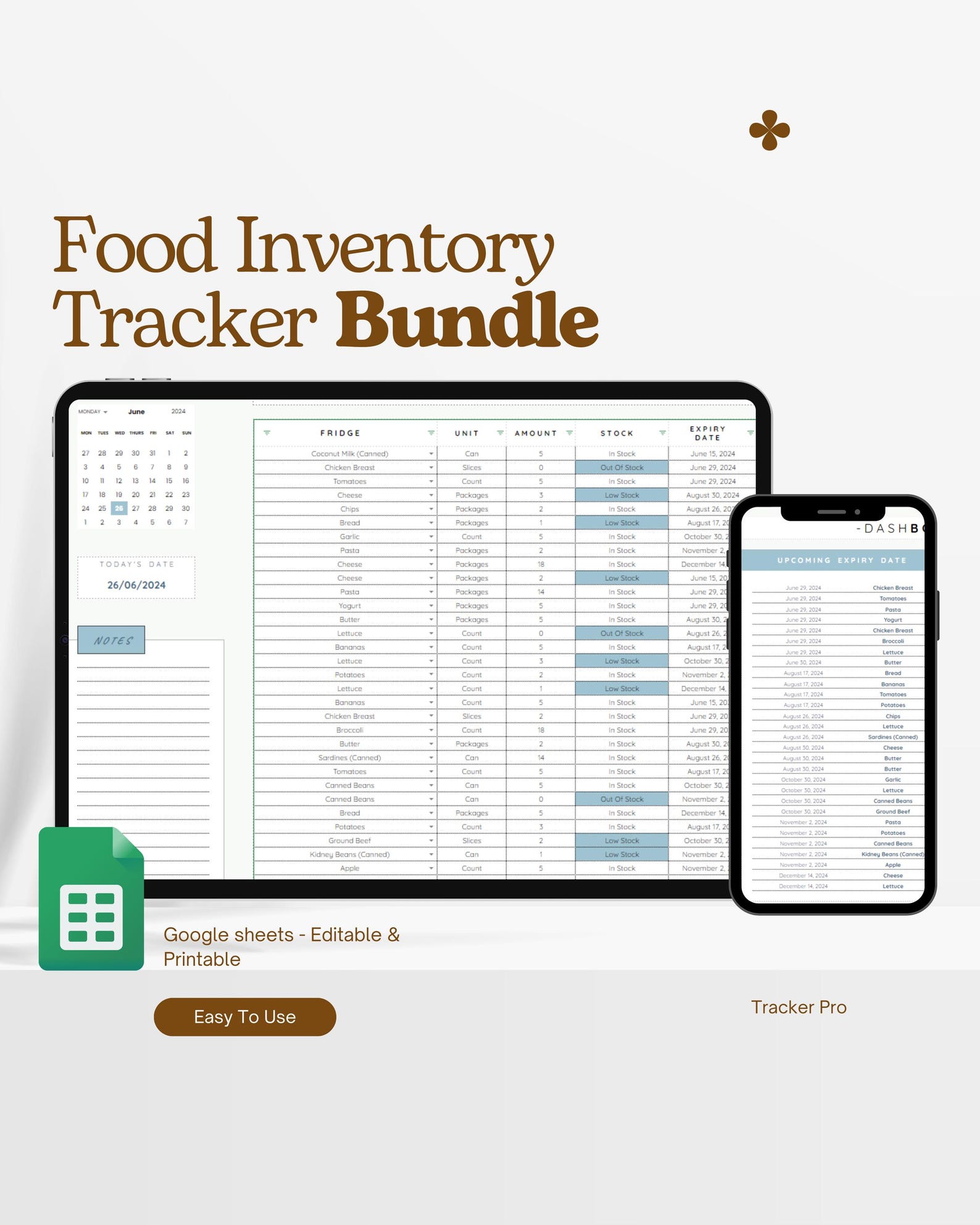 Food Inventory Tracker List, Kitchen Inventory,pantry Inventory ...