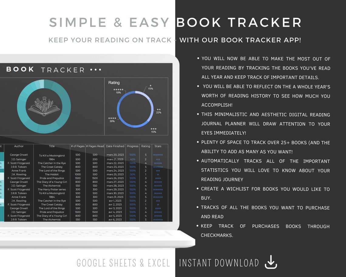 Reading Log Tracker, Book Inventory, Reading Spreadsheet, Google Sheets ...