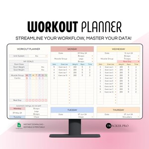 Workout Planner for Google Spreadsheet, Fitness Planner Template ...