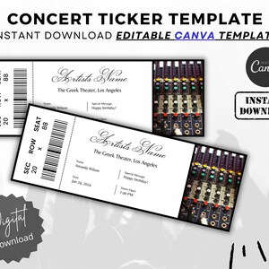 Editable Concert Ticket Template, DIY Event Ticket, Custom Concert ...