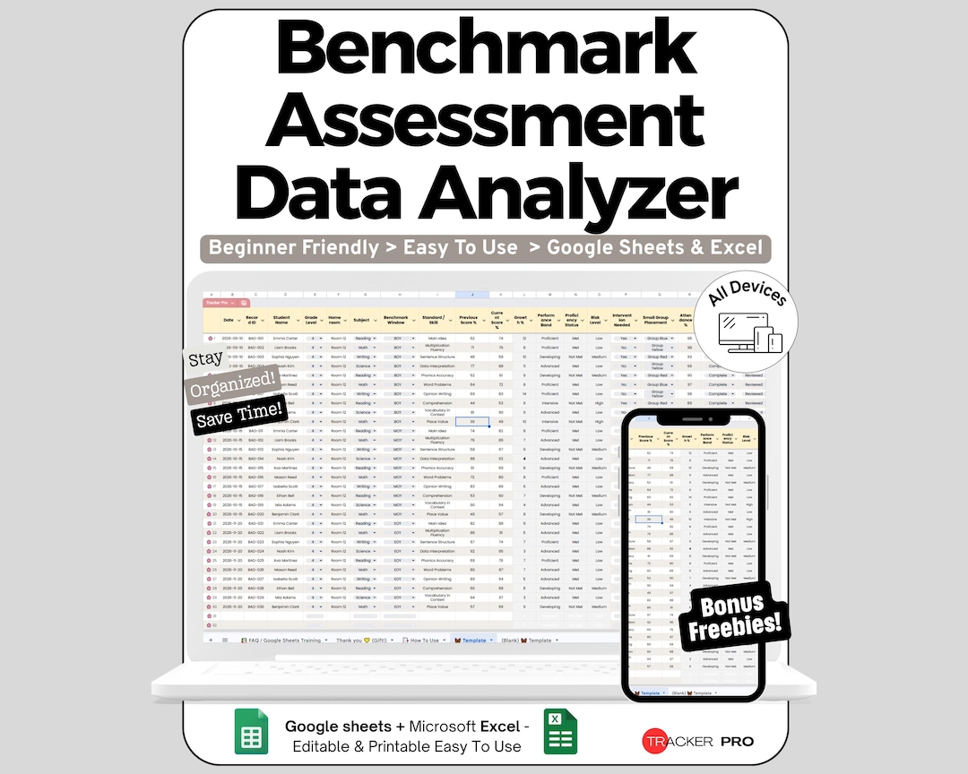 Benchmark Data Spreadsheet for Google Sheets and Excel Assessment ...