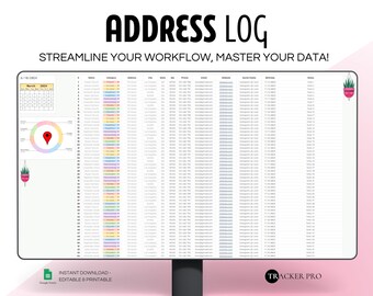 Address Tracker Template Excel Spreadsheet, Address Book, Address Log ...