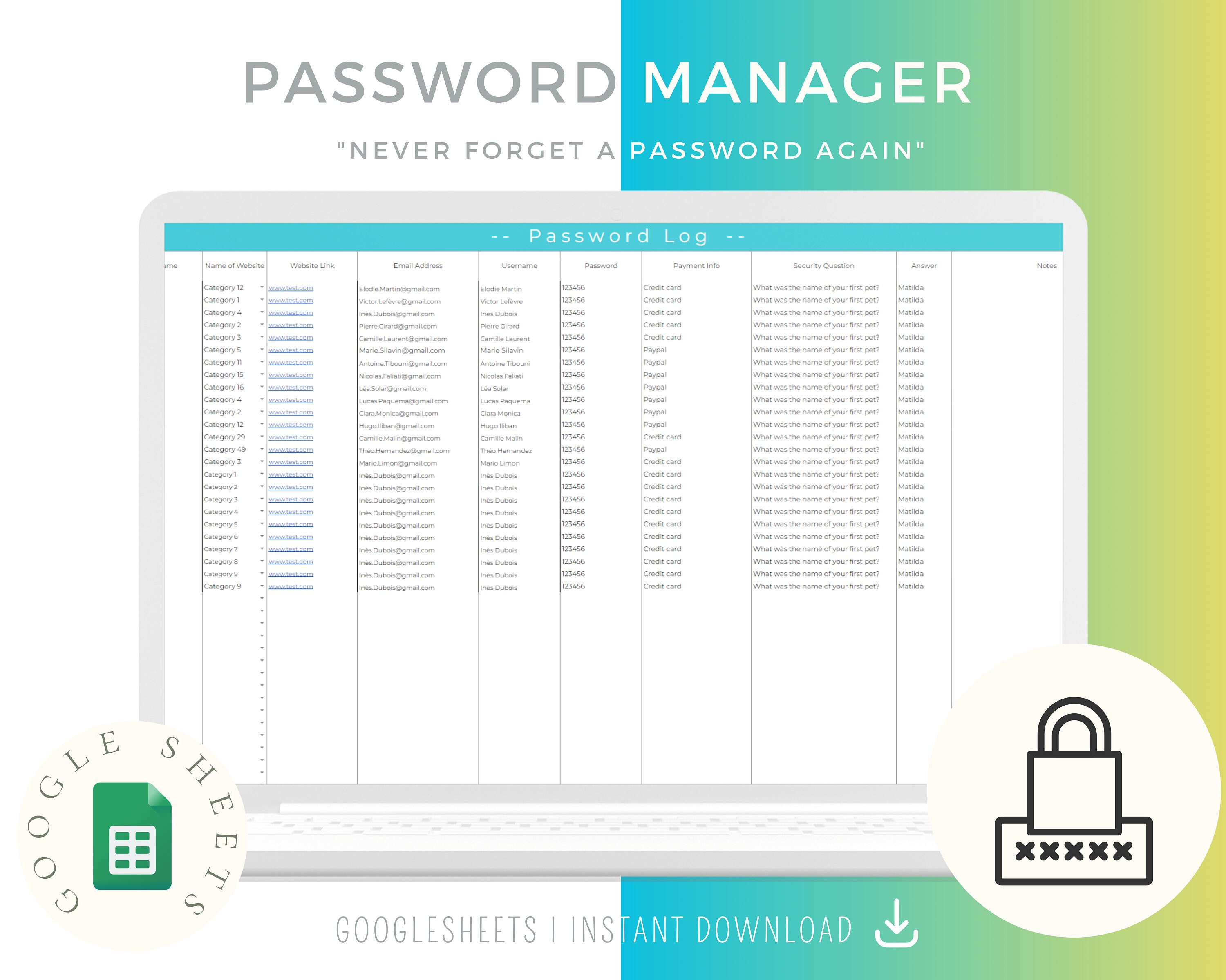 Password Tracker Excel Spreadsheet, Password Tracker Google Sheets ...