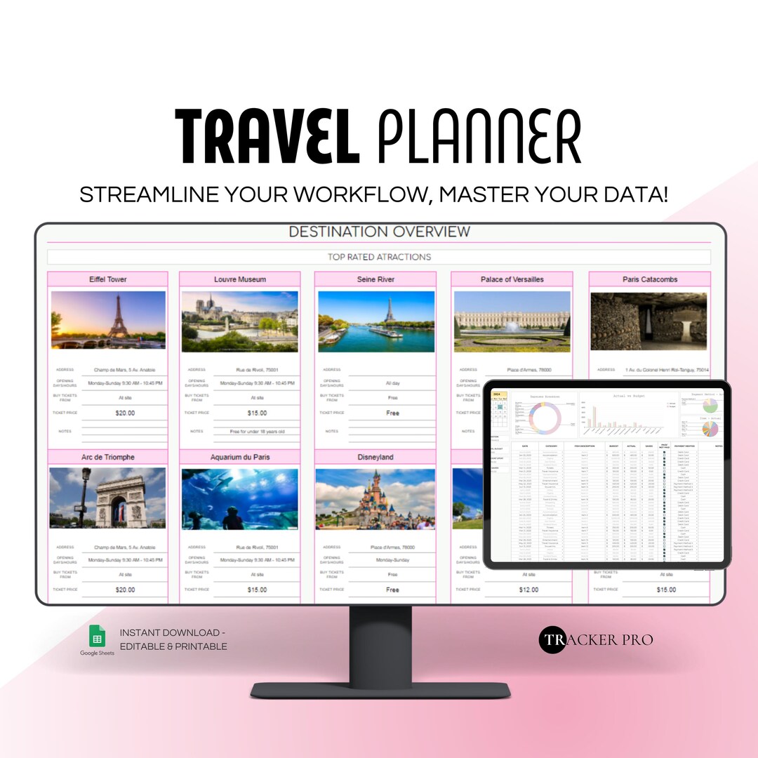 Travel Planner Google Sheet, Travel Spreadsheet, Travel Budget Template ...