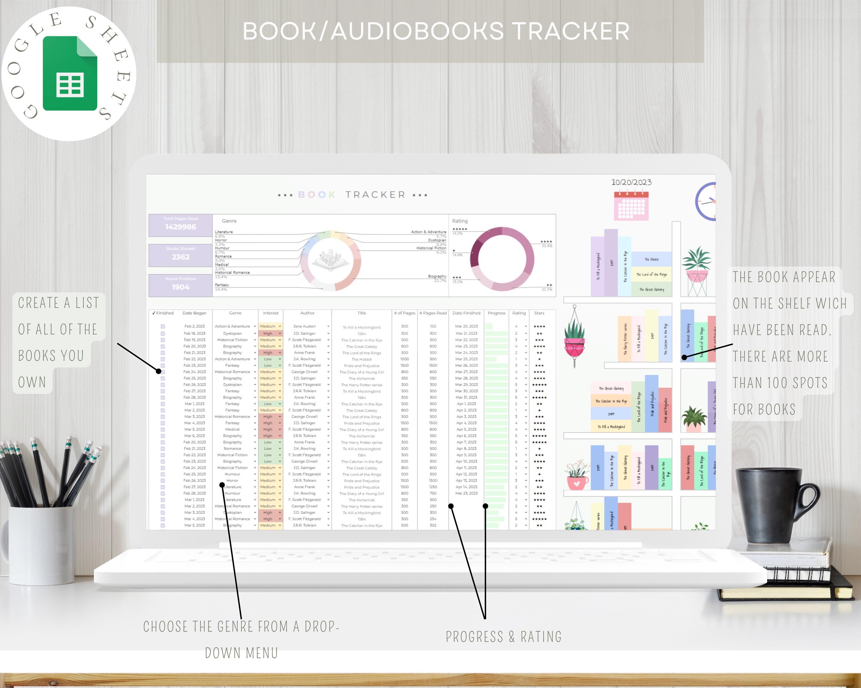 Reading Tracker Spreadsheet Google Sheets Digital Library Book Tracker ...