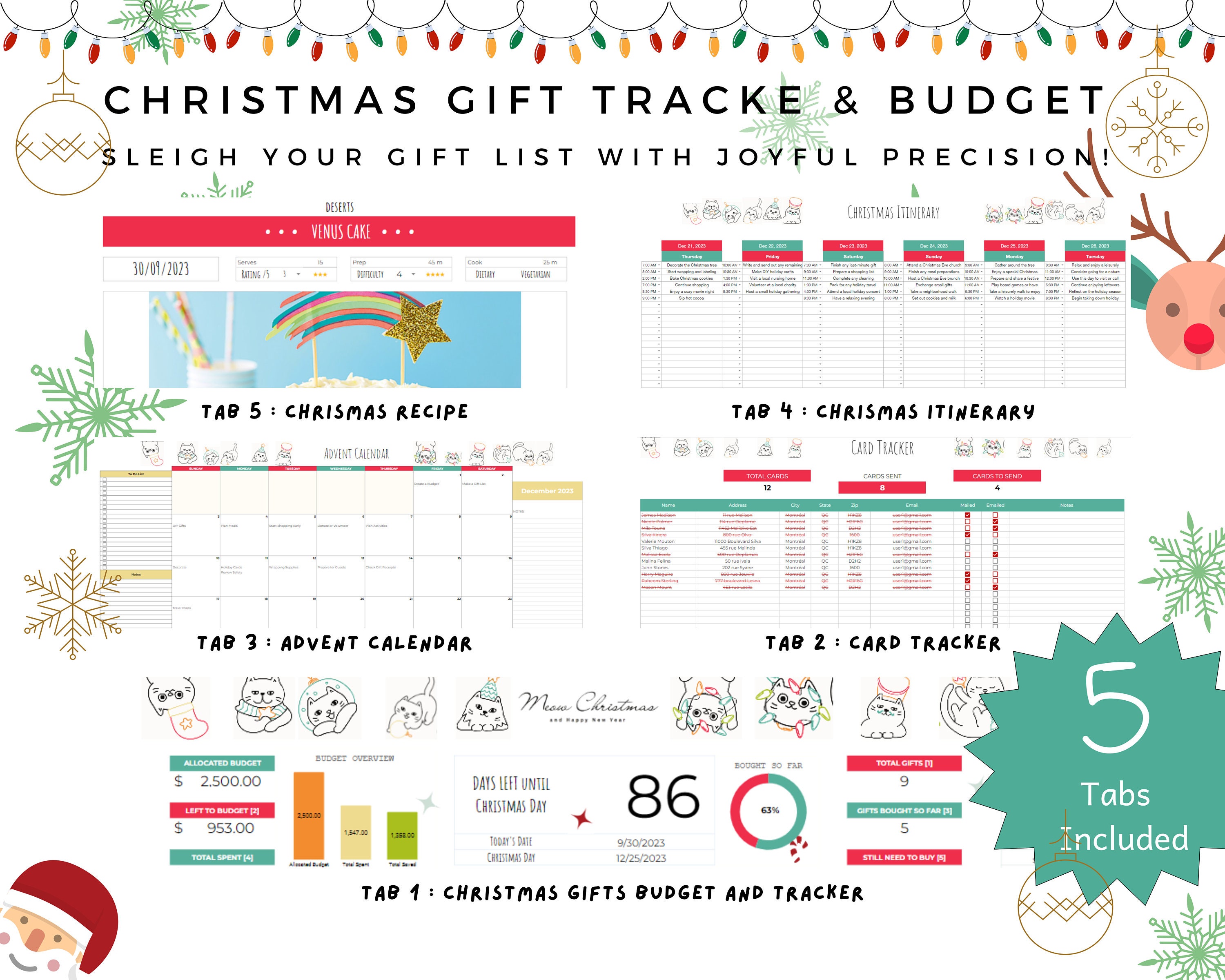 Christmas Budget Spreadsheet, Google Sheets Template, Digital Gift ...
