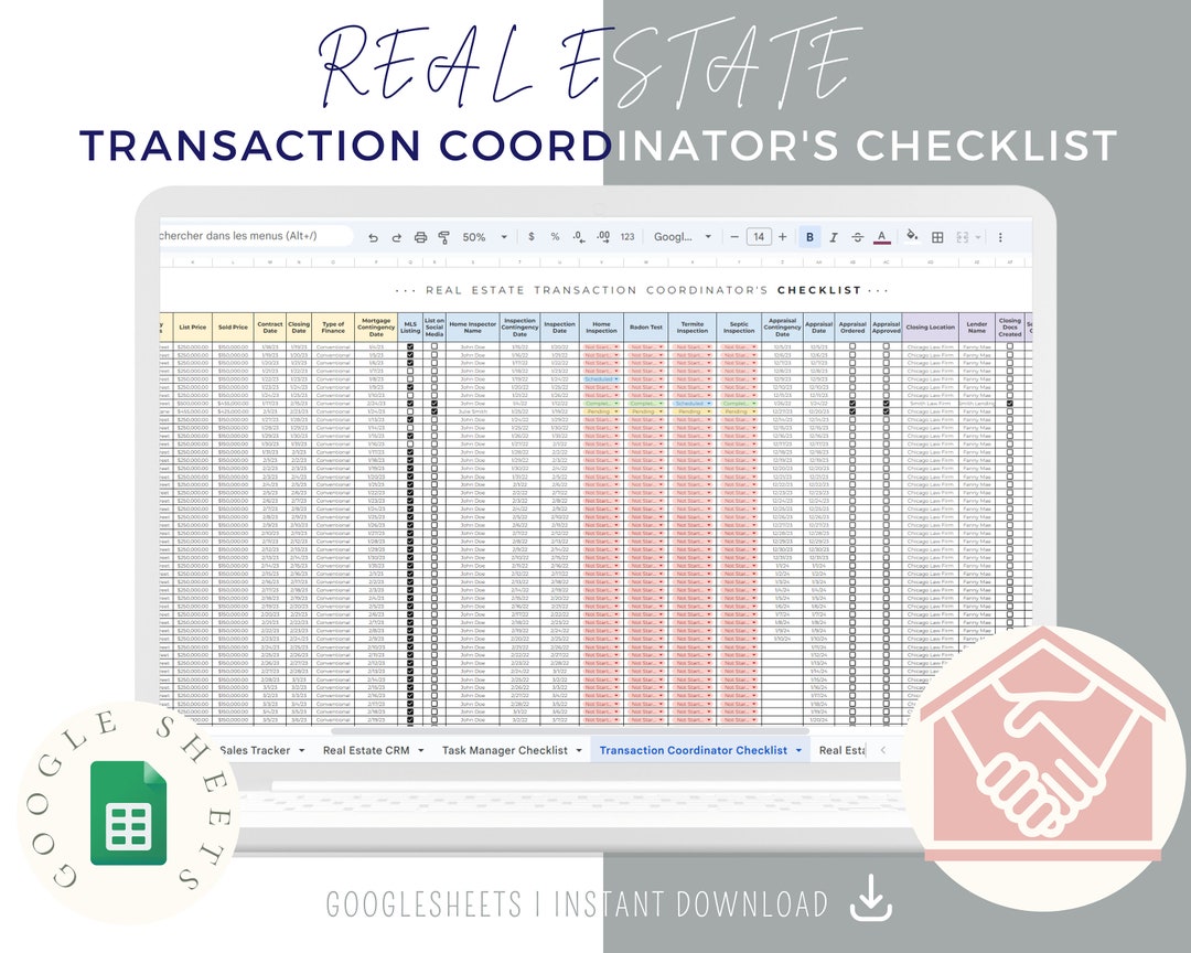 Real Estate Transaction Coordinator Checklist Realtor - Etsy