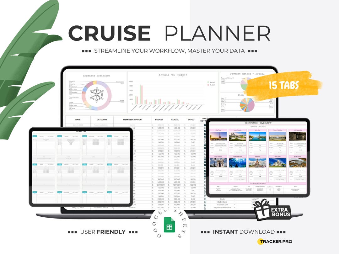 Digital Cruise Planner Spreadsheet, Cruise Packing List, Cruise ...