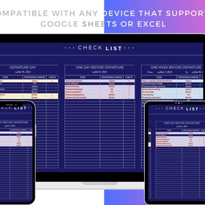Travel Check List Template for Google Sheets and Microsoft Excel - Etsy