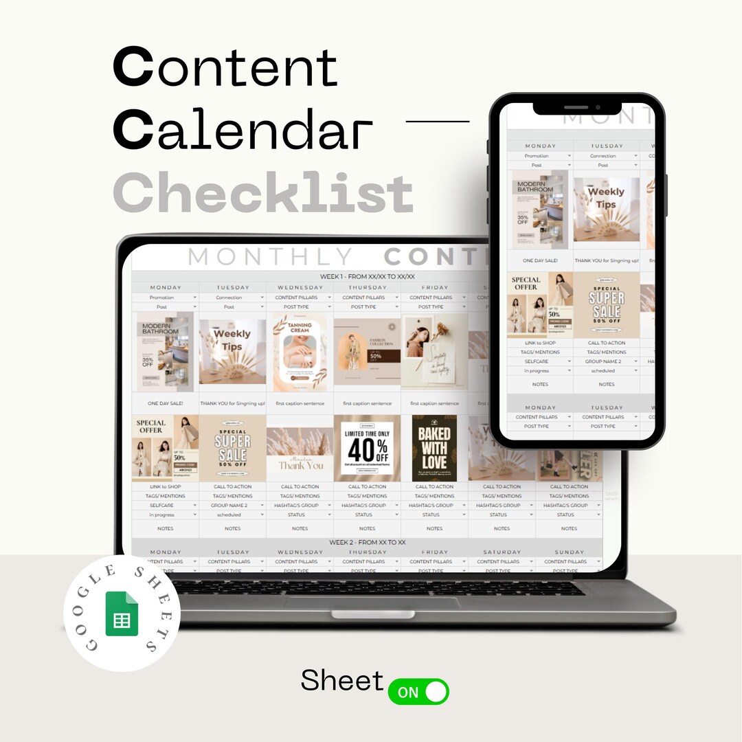 Social Media Content Calendar Template for Google Sheets & Excel | Plan ...