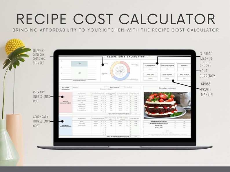 Recipe Cost Calculator for Cooking & Baking, Google Sheets, Recipe ...