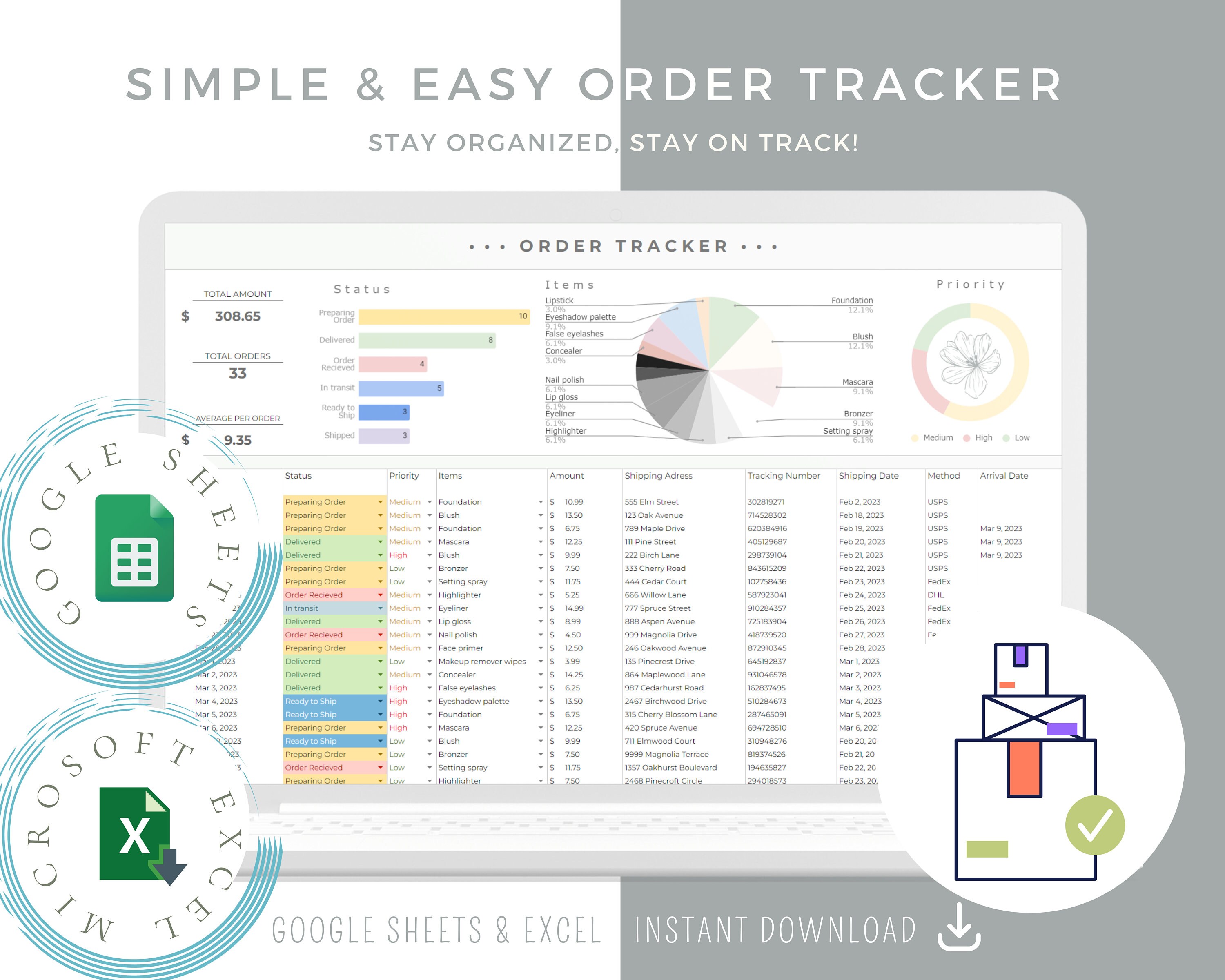 Order Tracker | Small Business Bookkeeping | Sales Tracker | Revenue ...