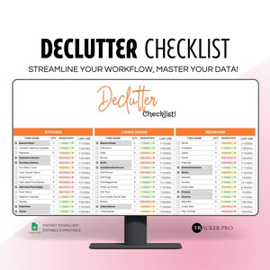 Declutter List, Home Organizer, Declutter Tracker Purge Checklist ...