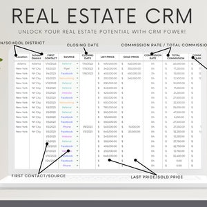 Realtor CRM, Realtor Client Tracker, Realtor Client Sheet, Realtor ...