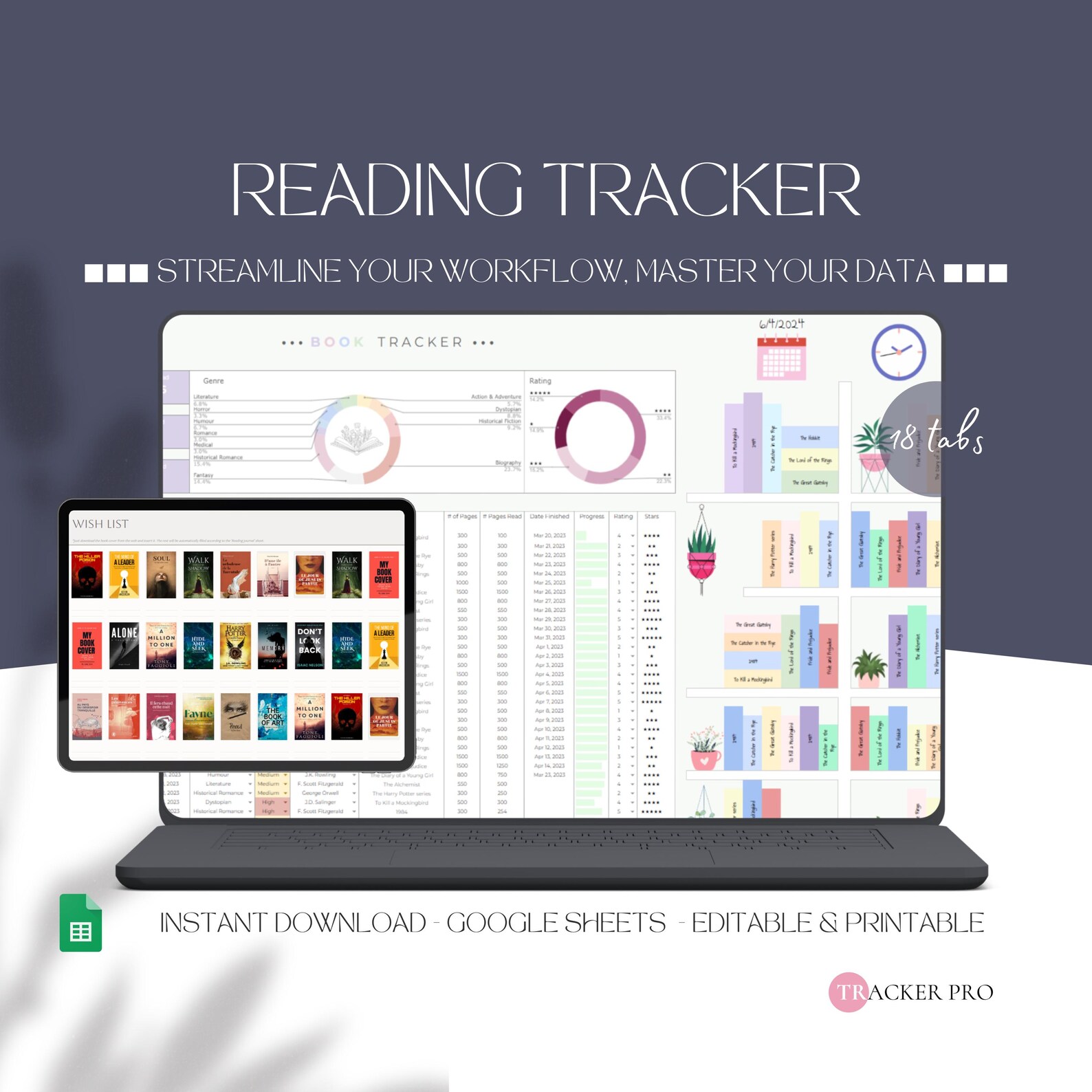 Reading Tracker Spreadsheet Google Sheets Digital Library Book Tracker ...