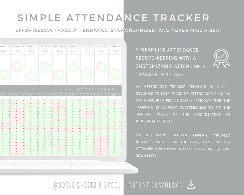 Employee Attendance Template, Attendance Tracker Google Sheets and ...