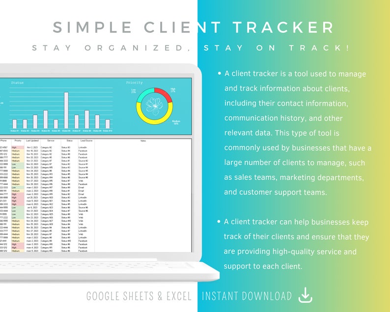 Client Tracker Small Business Template, Client Tracking Sheet, Client ...