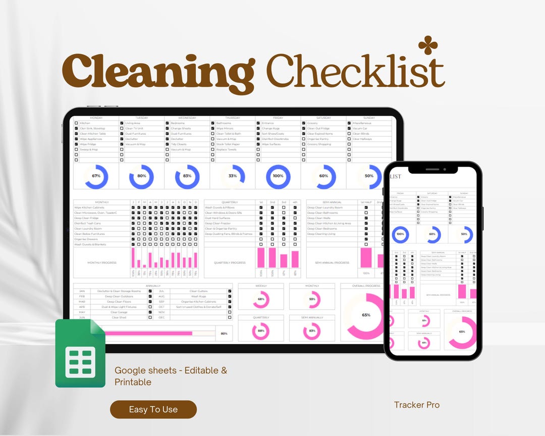 Comprehensive Cleaning Checklist Template - Google Sheets Cleaning ...