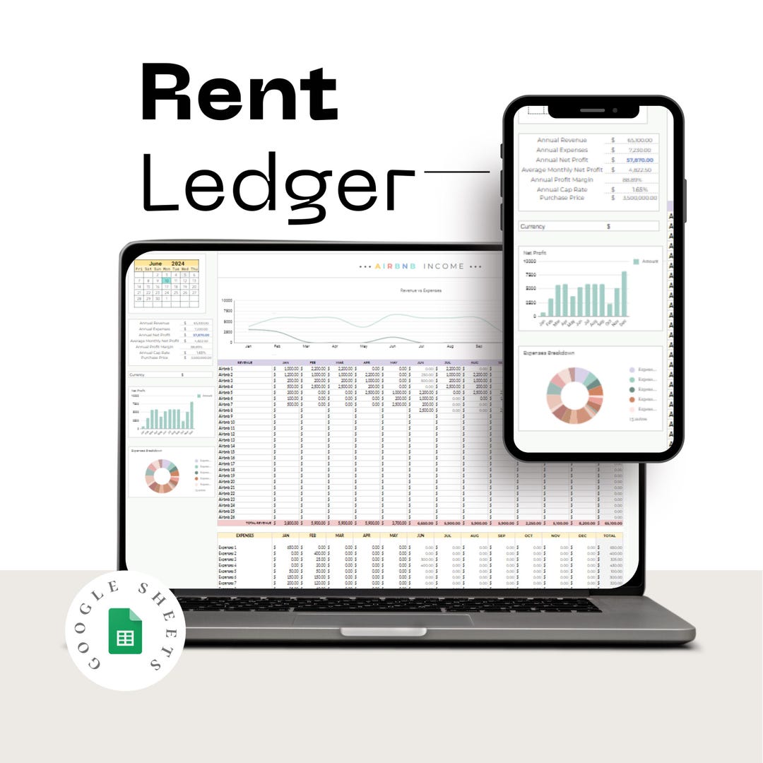 Rent Ledger Template, Landlord Spreadsheet Excel, Monthly Rent Payment ...