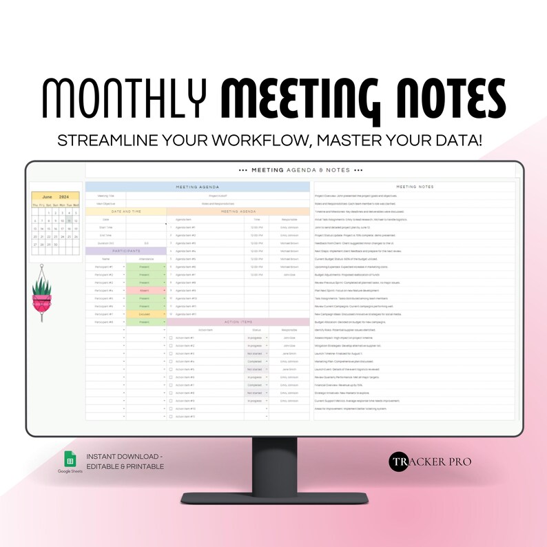 Meeting Agenda, Minutes, & Action List Meeting Dashboard Google ...