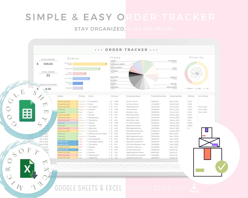 Order Tracker Spreadsheet Order Tracker Google Sheets Small Business ...