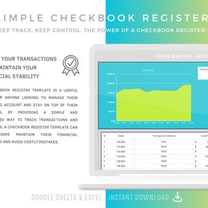 Simple Checkbook Register Google Sheets Spreadsheet, Track Your Bank ...