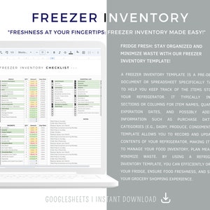 Freezer Inventory Template Freezer Checklist Freezer List - Etsy