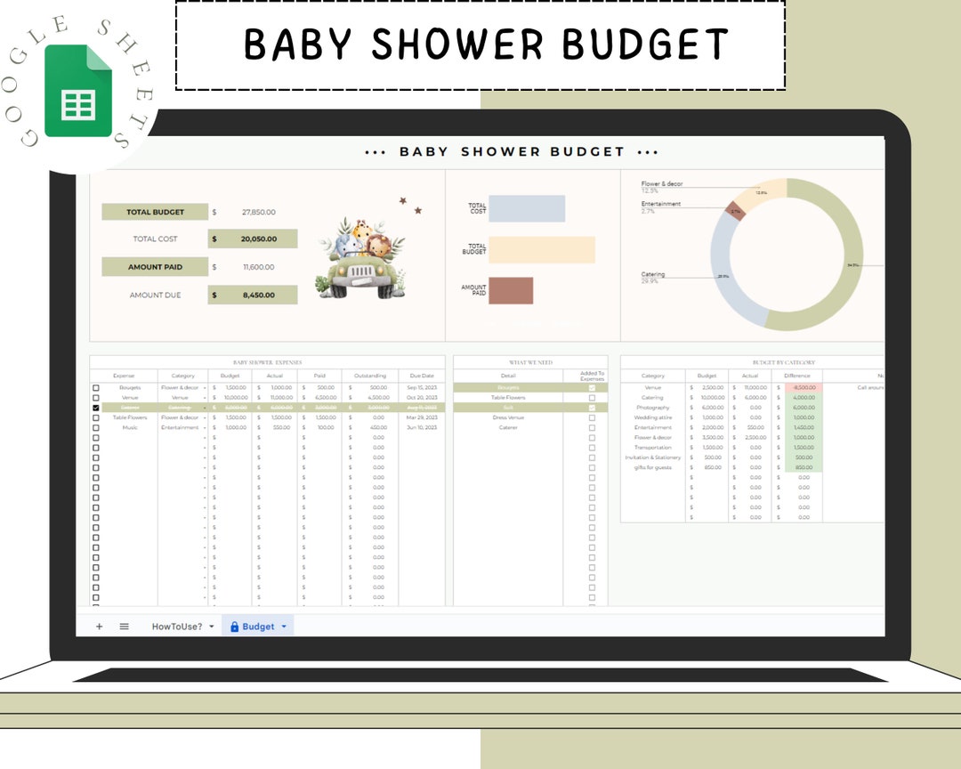 Baby Shower Planner Template Baby Shower Tracker Baby - Etsy