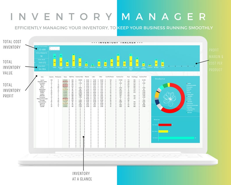 Inventory Track Product Inventory Spreadsheet Excel Product - Etsy