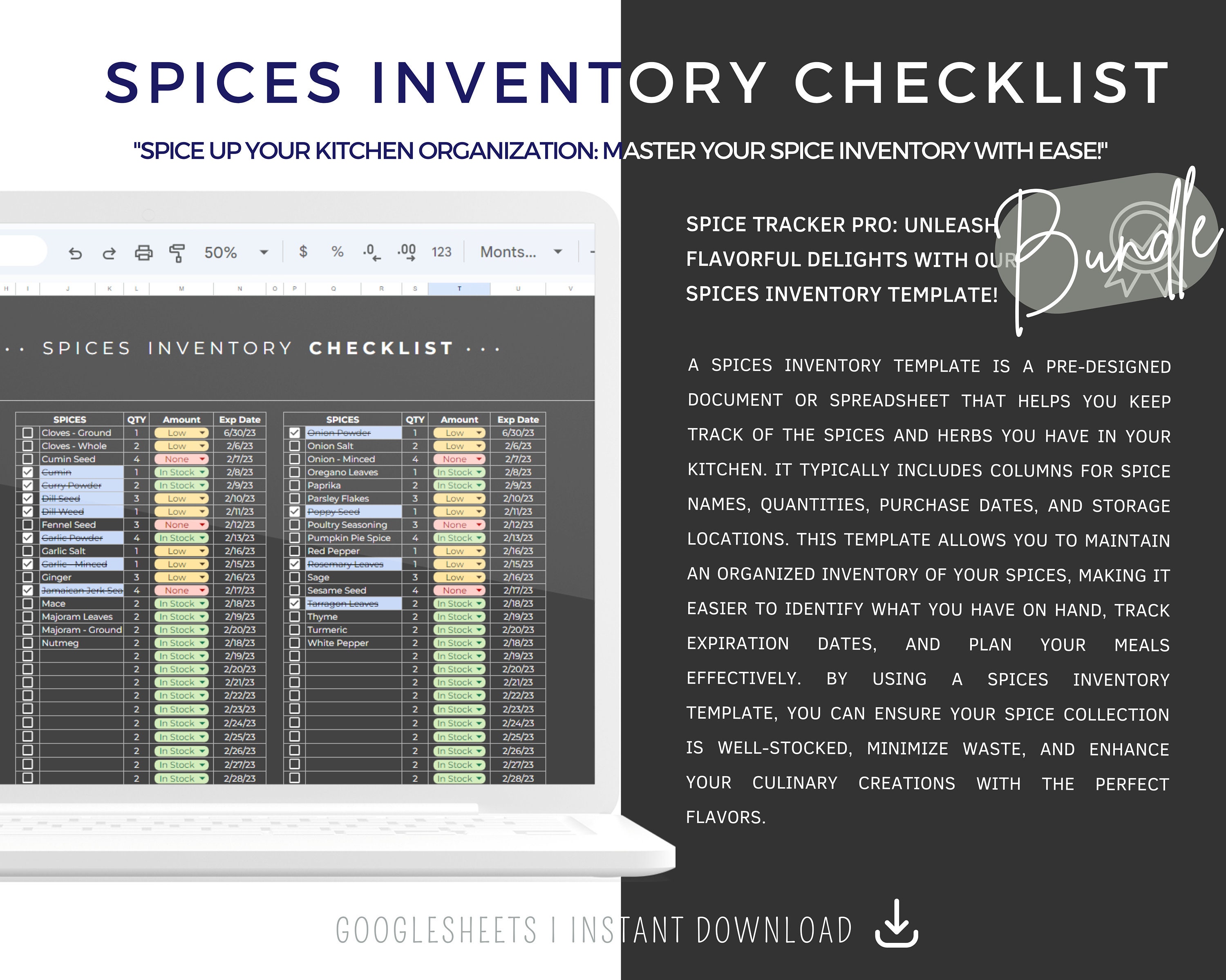 Food Inventory Ultimate Bundle, Food Tracker Spreadsheet Template List ...